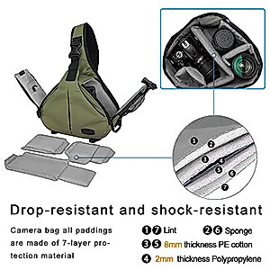 CADeN Camera Bag Sling Backpack Camera Case Waterproof with Rain Cover Tripod Holder, Compatible for DSLR/SLR Mirrorless Cameras (Canon Nikon Sony Pentax) and Accessories Green