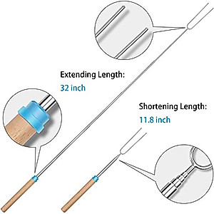 Marshmallow Roasting Sticks 32 inch 4 Pcs Telescoping Stainless Steel Smores Skewers Hot Dog Forks BBQ Camping Cookware Campfire Grill Cooking Tools