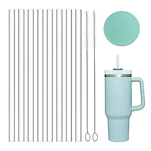 Greant 8 PCS Silicone Straws compatible with Stanley 40oz Tumbler, Soft Straws compatible with Stanley Cup Straw, 12 inch straws compatible with Stanley Straw, come with 2 Brush (Silicone, 12 inch)