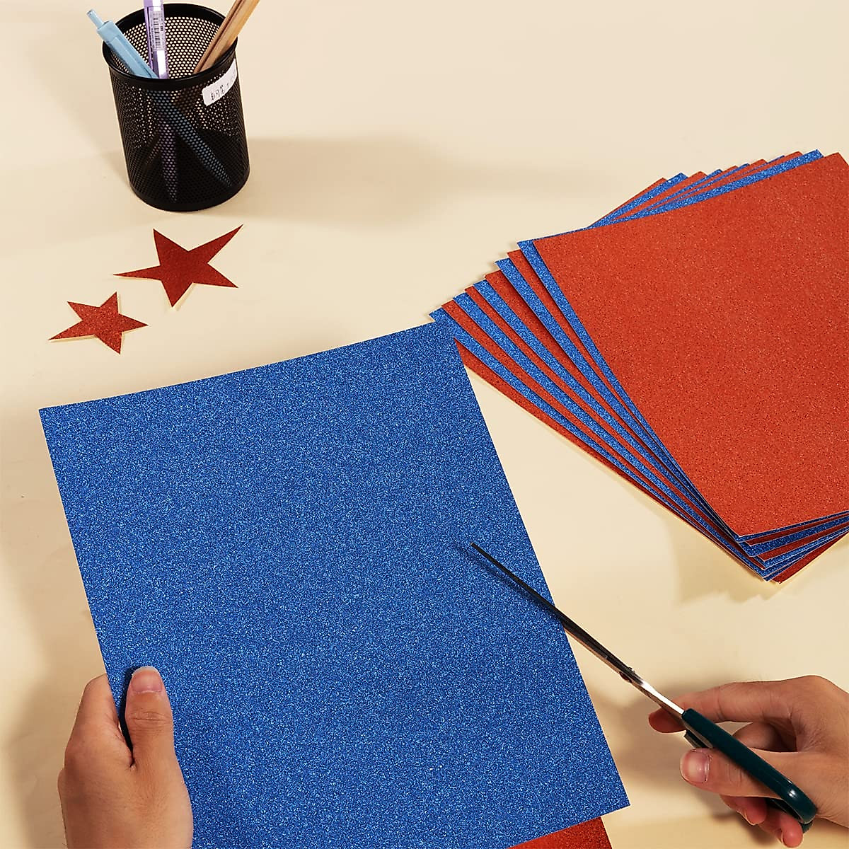 20 Sheets Glitter Thick Paper Cardstock Blank for DIY Birthday, Wedding Party Supplies, Invitation Cards Making, 8.5 x 11 inches (Blue)