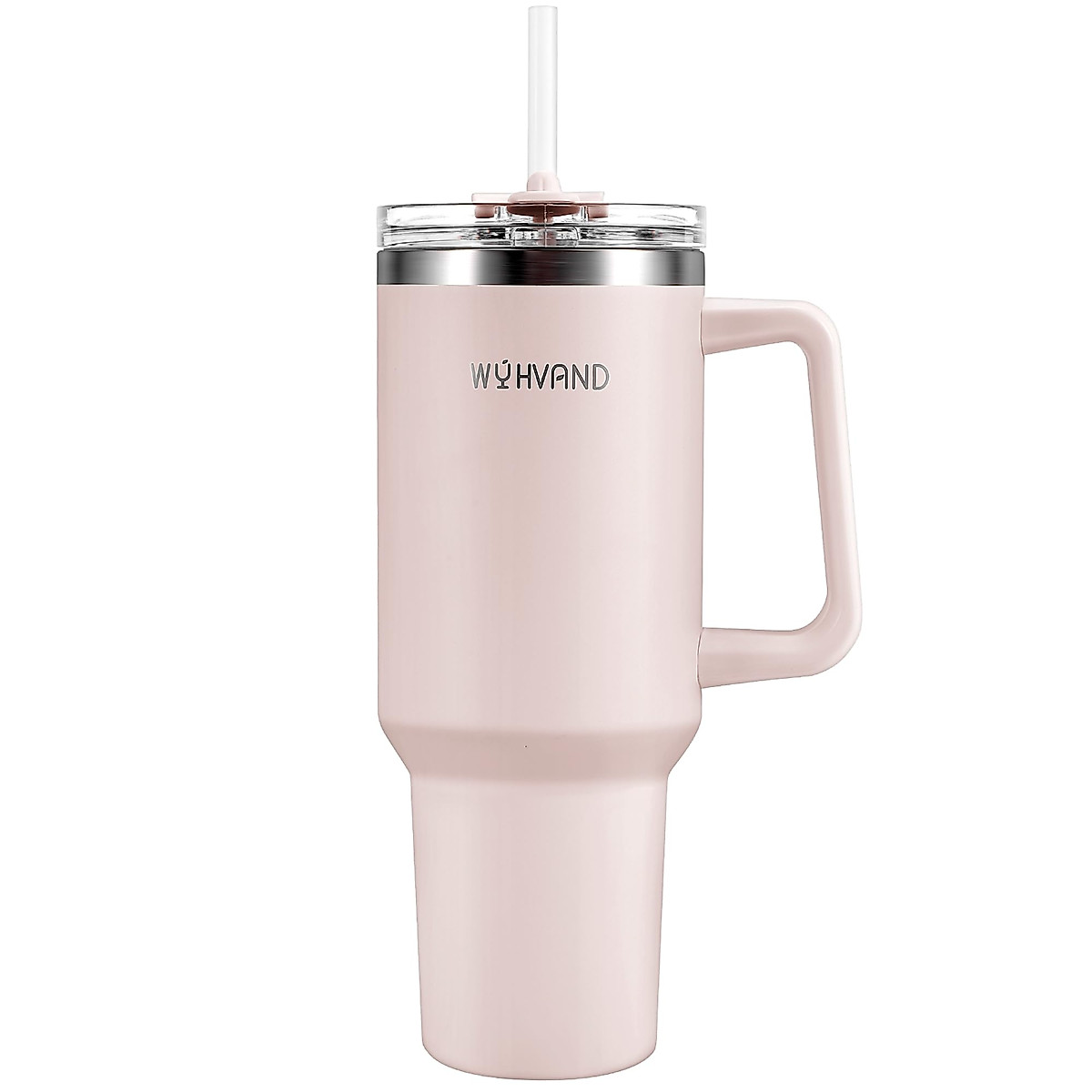 WYHVAND 40 oz Tumbler with Handle, Stainless Steel Insulated Tumbler with Lid and Straw Keeps Drinks Cold and Hot, The Best Birthday Gifts for Family, Friends -Rose Quart