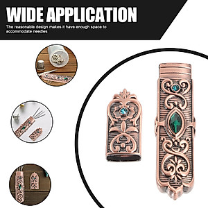 EXCEART Needles Holder Retro Diamond-Encrusted Thickened DIY Storage Household Needle Storage Device (New Diamond-Encrusted -honggu) Needle Case Threading Needle Zinc Alloy Vintage