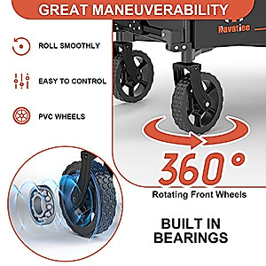 Navatiee Collapsible Folding Wagon, Wagon Cart Heavy Duty Foldable with Two Drink Holders, Utility Grocery Wagon for Camping Shopping Sports, S2