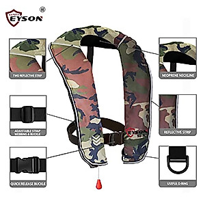 Eyson Inflatable Life Jacket Inflatable Life Vest for Adult Classic Automatic (Green Camouflage)