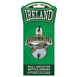 Ireland College Wall Mounted Bottle Opener With Green Shamrock Design