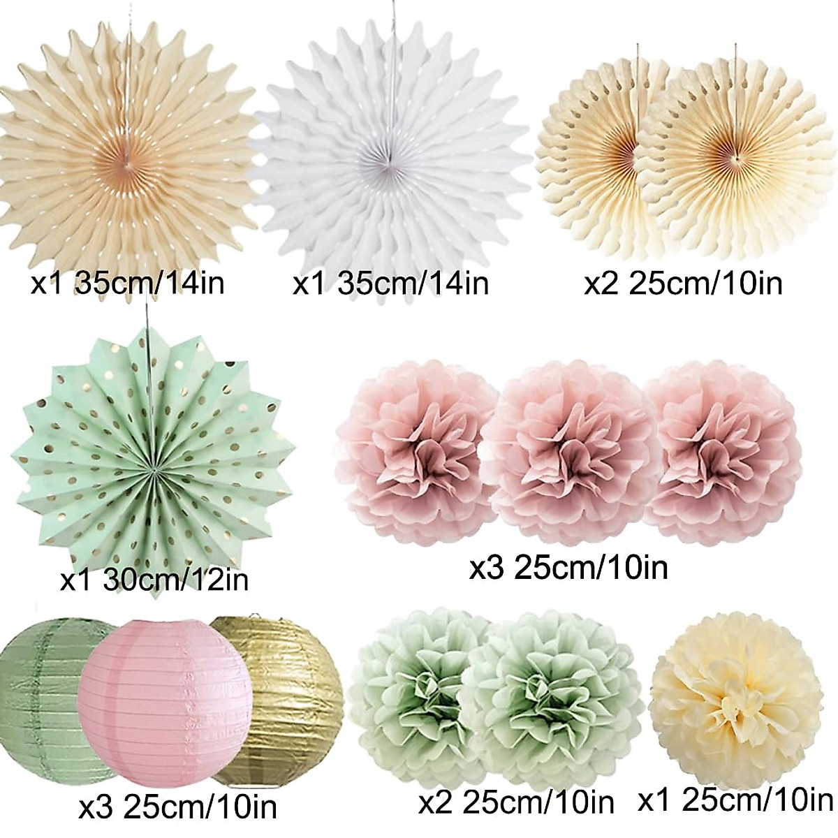 Sage Green and Pink Party Decorations Sage Blush Pink Baby Shower Decorations Paper Pom Poms Paper Fans Green Pink Confetti Dots Scatter Table Decoration for Sage Blush Birthday Wedding Party Decor