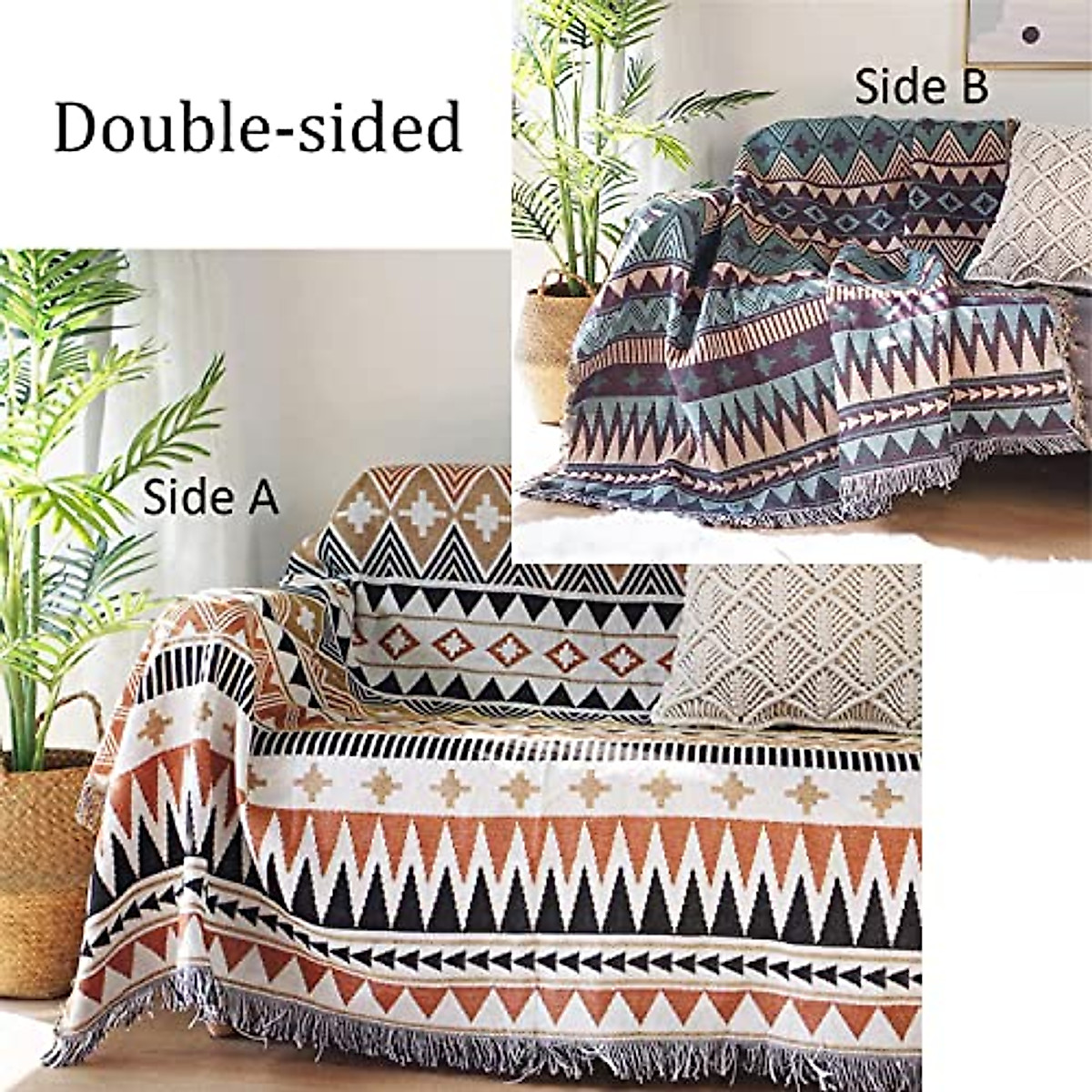 SYDVT Southwest Throw Blanket Aztec Navajo Blanket and Throws Tribal Blankets for Couch Bed Living Room Chair Sofa Decorative 51"x63"