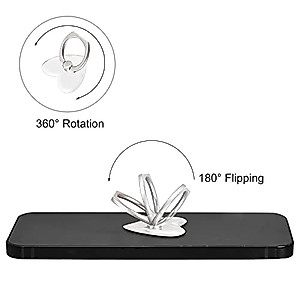 uxcell Transparent Phone Ring Holders, Clear Finger Grip Stand for Phone, Case, Tablet, Set of 4 Shapes(Leaves, Rectangle, Round, Heart)