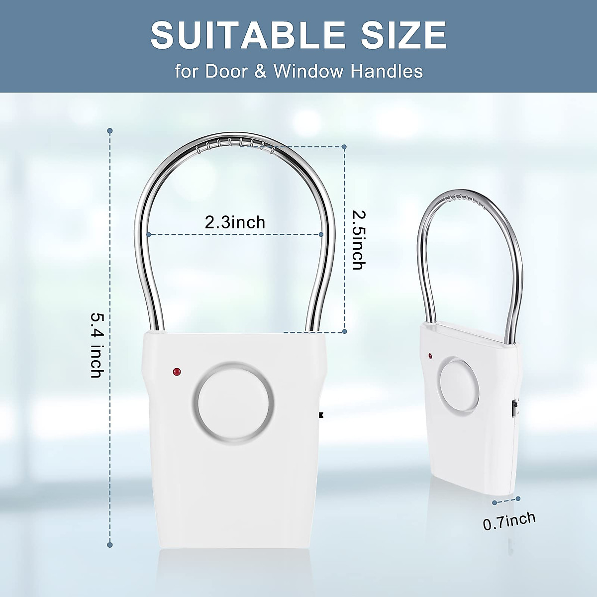 Kanayu 4 Pieces Door Handle Alarm 120dB Door Alarm for Home Security Door Entry Alarm Doorknob Sensing Alarm Window Burglar Alert for Home Security Kids Safety (White)