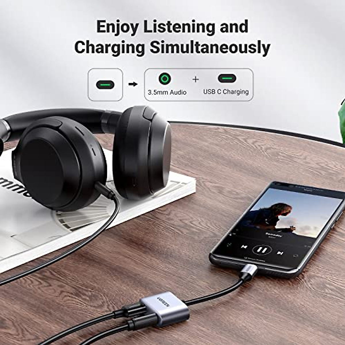UGREEN USB C to 3.5mm Headphone and Charger Adapter 2 in 1 Type C to Aux Audio Jack with PD 60W Fast Charging Dongle for Stereo Earbuds Compatible with Samsung S23/S22 Note20/10 Pixel 5/4 iPad Pro Air