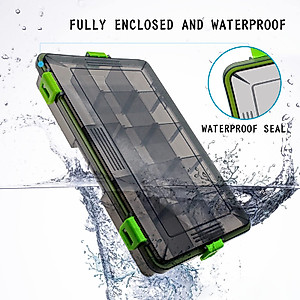 Gefischtter 2pcs Fishing Tackle Boxes Storage Box Organizer with Removable Dividers Clear Waterproof Transparent Storage Trays for Fishing Lures, Baits, Hooks (Transparent grey)