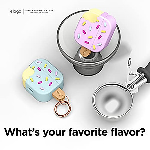 elago Ice Cream Case Compatible with AirPods 3rd Generation Case - Compatible with AirPods 3 Case Cover, Carabiner Included, Supports Wireless Charging, Shock Resistant, Full Protection (Blueberry)