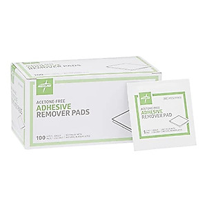 Medline Adhesive Remover Pad, Acetone-Free, Sterile 2-Ply Pad, 100 Count