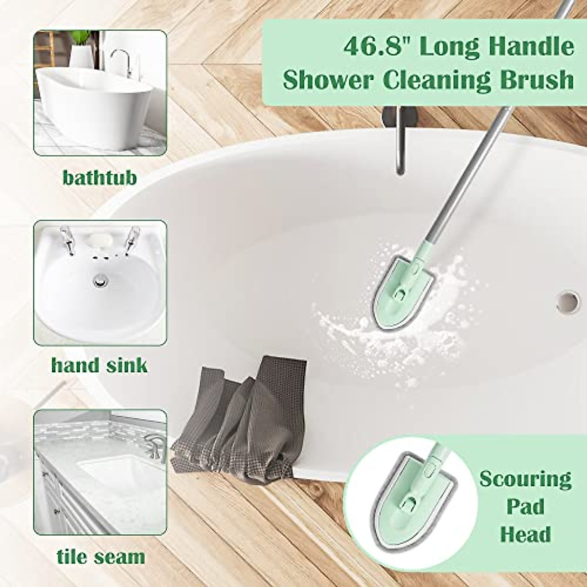 DALIPER Shower Scrubber with Long Handle for Cleaning, 2 in 1 Tub and Tile Scrubber, Interchangeable Scrub Brush Attachment for Cleaning Bathroom Bathtub Floor Wall