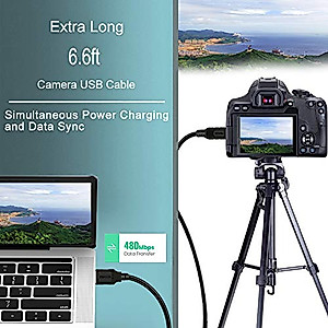 Camera USB Cable Cord for Canon Rebel/PowerShot/EOS/DSLR/ELPH Digital Cameras,SCOVEE Transfer Wire Data Cable for Canon Rebel Camcorder,Vixia PC Computer Interface Charger Replacement 6FT Long