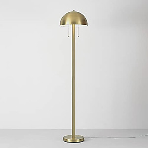 Novogratz x Globe Electric 65786 Haydel 60" 2-Light Floor Lamp, Matte Brass, Double On/Off Pull Chain, Bulb Not Included