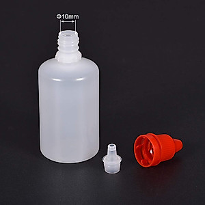 uxcell Plastic Dropper Bottles, 50ml/1.7 oz Empty Squeezable Dropper Bottle with Cap, White/Red, Pack of 2