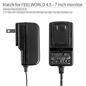 Feelworld DC 12V 1.5A Switching Power Supply Home Power Adapter for 100V - 240V AC 50/60Hz for Feelworld F570 T7 T756 FW759 FW759P FW760 FW789 G70 Etc (Black)