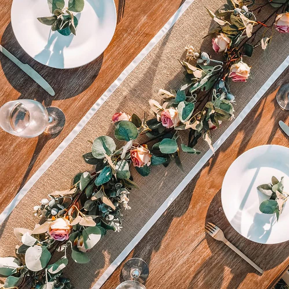 CEWOR 3 Pack Artificial Eucalyptus Garland 146 Leaves Greenery Silk Leaves Vines Artificial Silver Dollar Eucalyptus Plants for Wedding Party Home Decoration