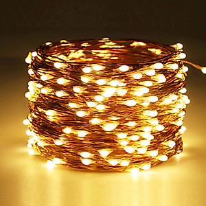 RUICHEN Dimmable Fairy Lights Plug in 72 Ft 200 LED Copper Wire Twinkle String Lights with RF Remote Timer, Warm White