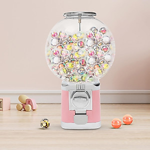 Coin Gumball Machine Toy Vending Machine,11 Inch Mini Vending Machine for Kids,Gumball Bank,Metal Candy Dispenser,Home Vending Machine,Vintage Gum Ball Machine(Pink)