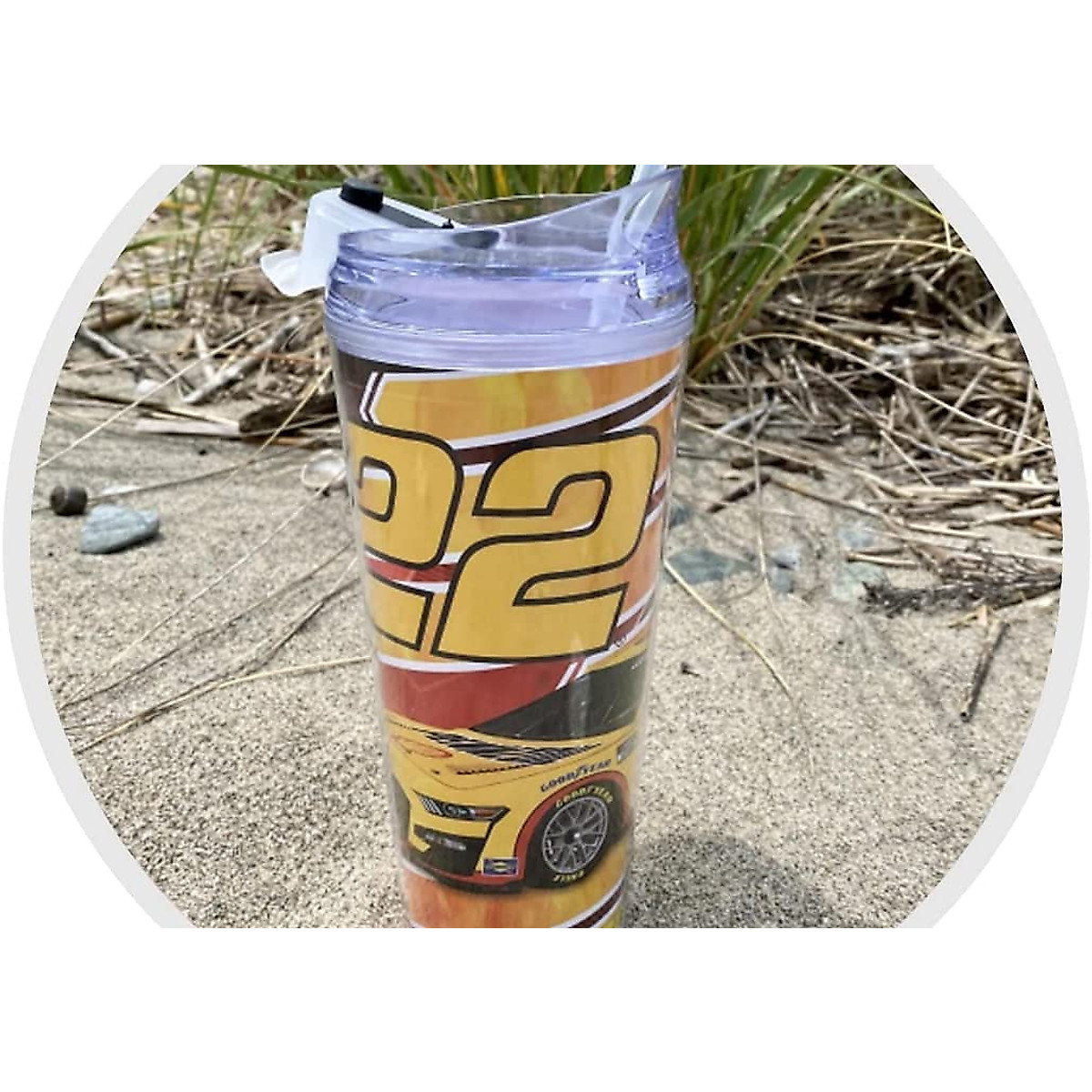 Rico Industries NASCAR Racing Joey Logano #22 PENZOIL 24oz Acrylic Tumbler with Hinged Lid, Officially Licensed Double Wall Tumbler with Straw