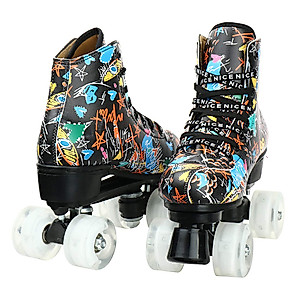 Unisex Indoor and Outdoor Roller Skates Classic High-top for Adult Skating Four-Wheel Roller Skates