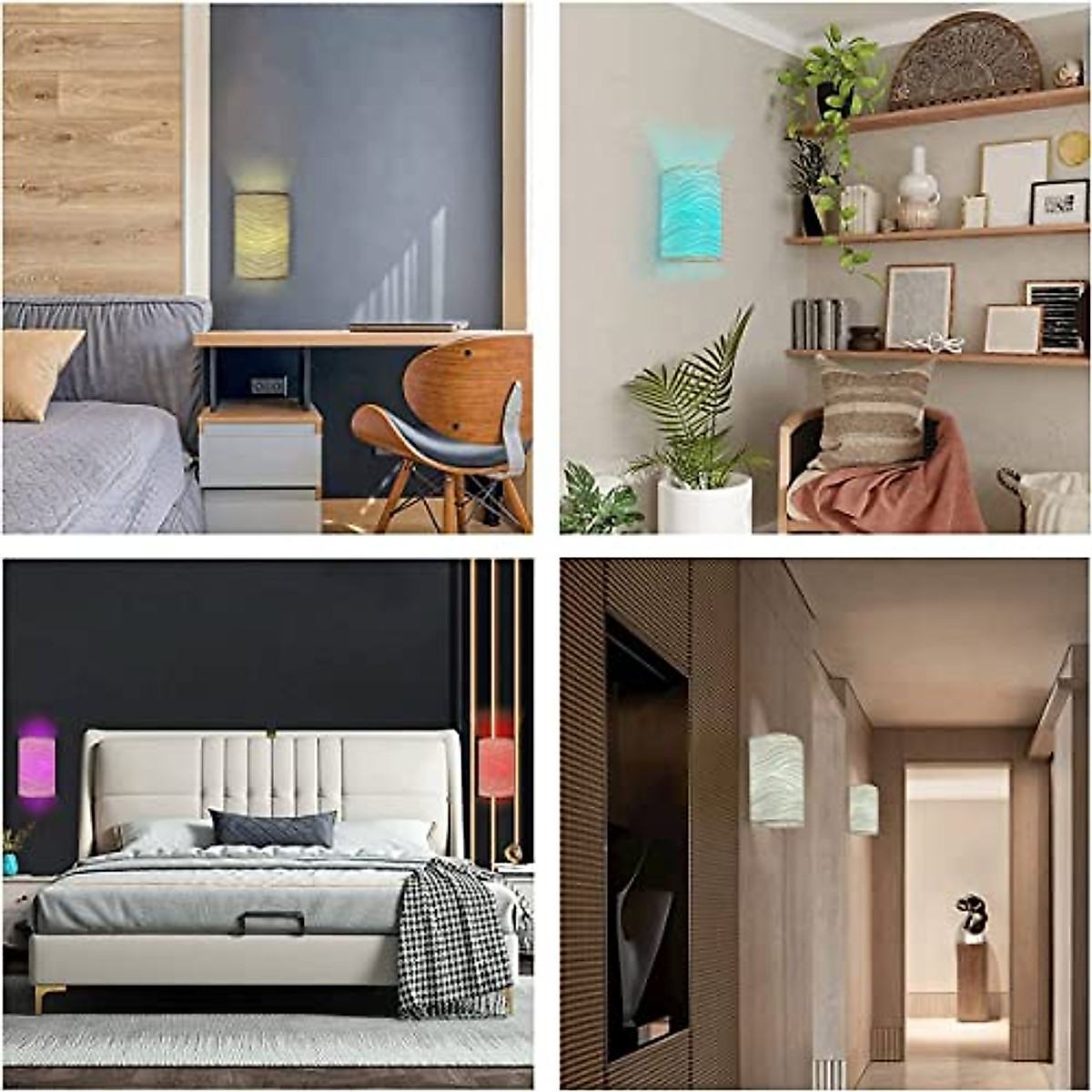 CAKOJV188 Battery Operated Wall Sconces Wireless Wall Lamp Fixtures saemless Abstract Grey White Dimmable Wall Lights for Bedroom Living Room Hallway Set of 2