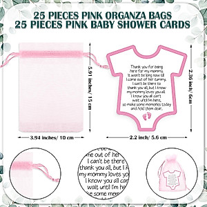 Sasylvia 25 Sets Baby Shower Party Favors for Guest 25 Baby Shower Bracelets Wish Bracelets with Heart Charm 25 Baby Shower Thank You Cards and 25 Organza Bags for Gender Reveal Guests Gifts