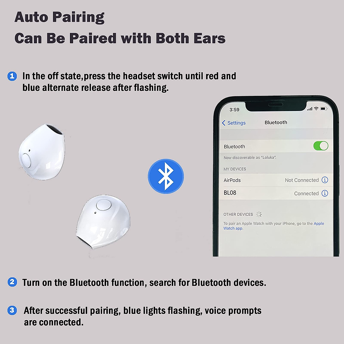 Invisible Smallest Mini Wireless Earbuds Mono Single Earphone Car Discreet Hidden Tiny Sleep Bluetooth Earpiece for Small Ears Work Cell Phones with Microphone in Ear Waterproof Sport Headphones