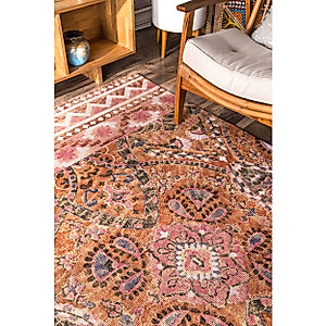 nuLOOM Machine Woven Dara Suzani Jute Area Rug, 8x10, Orange