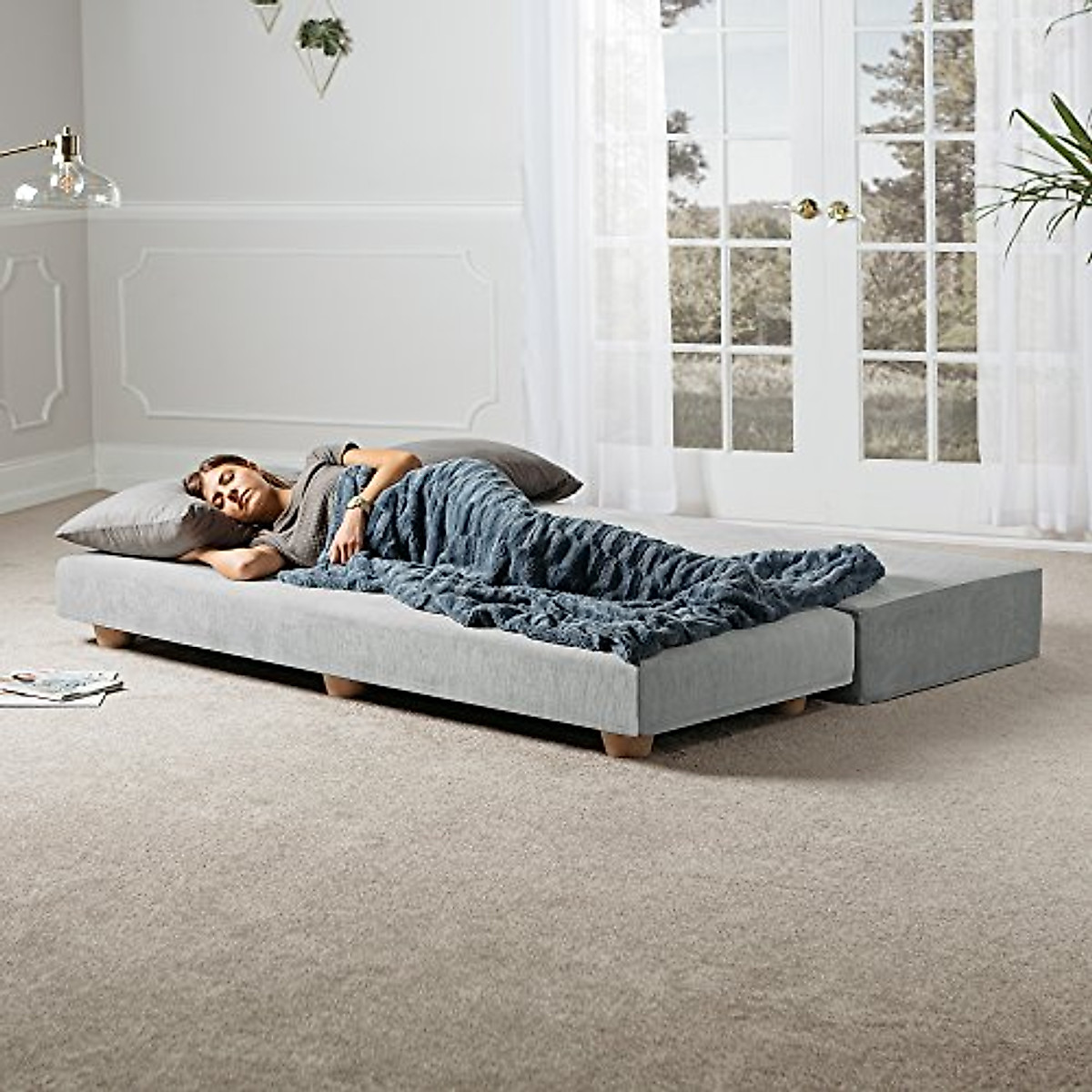 Jaxx Alon Daybed | Fold-Out Sleeper | Queen-Size Mattress - Ice