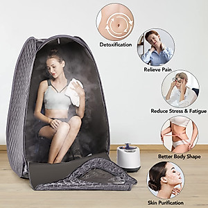 IvyBess Portable Steam Sauna for Home, 2.6L 1000W Portable Full Body Sauna, Sauna Tent with Steamer, 90 Minute Timer, Chair, Remote Control Included