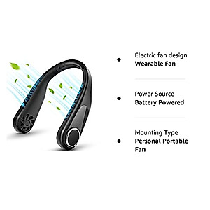 RIYA Bladeless Neck Fan - 5200mAh Personal Portable Air Conditioner - 360° Cooling Wearable Fan - Low Noise, Up to 20Hrs Rechargeable Battery for Travel Outdoor, Camping, Office