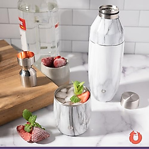 Snowfox Premium Vacuum Insulated Stainless Steel Whiskey Rocks Glass, Set of 2, Old Fashioned, Whiskey, Lowball Glasses, Elegant Home Bartending, Beverages & Cocktails Stay Cold, Black/Gold