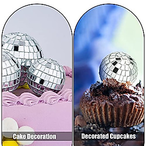 12pcs Disco Ball Cake Toppers, 4 sizes disco ball cake topper sliver Disco Theme Accessories for Birthday Cake Party 70s Theme Party Favor Cake Disco Ball Party Decorations