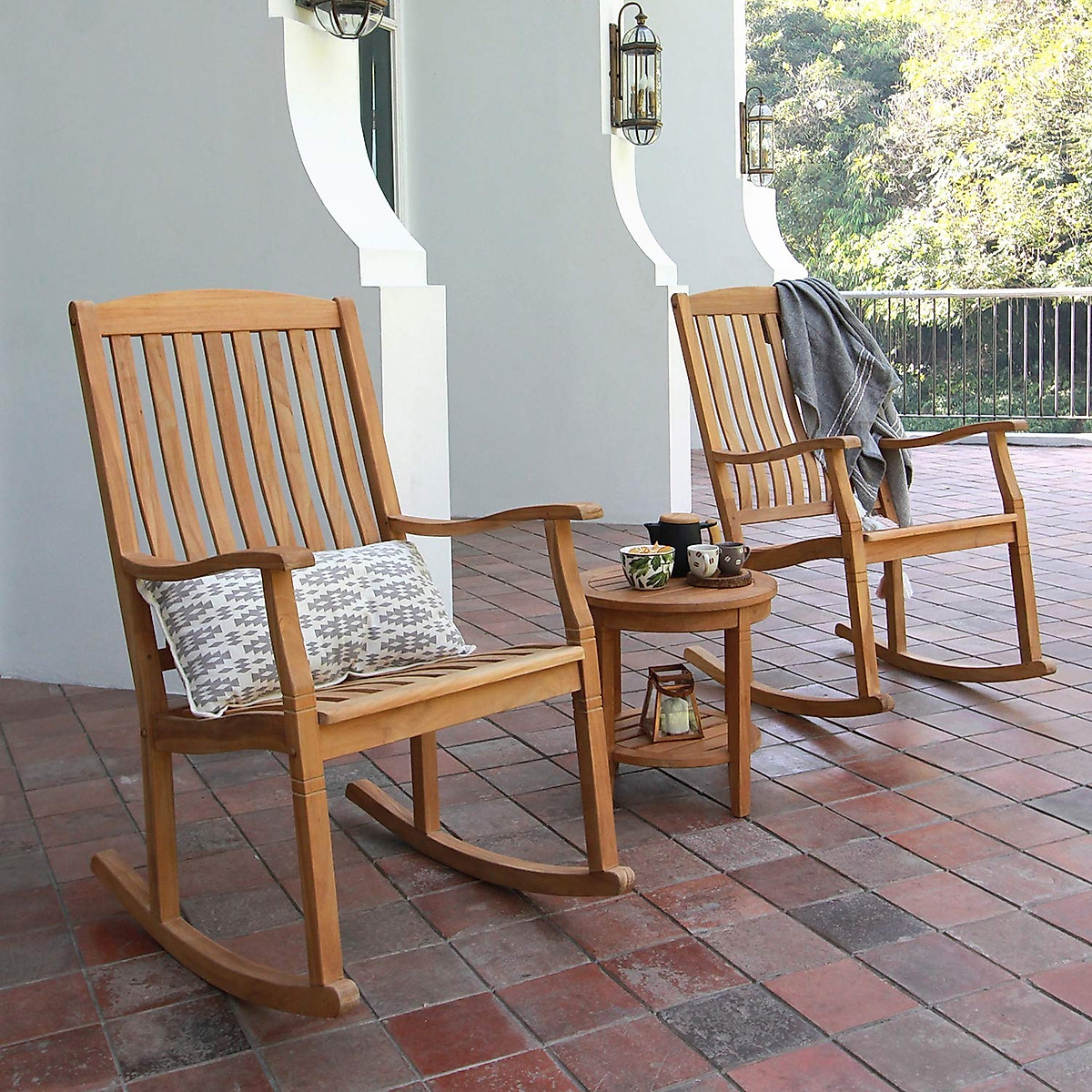Cambridge Casual Superior Indonesian Teak Arie Outdoor Round Side Table, Natural Teak