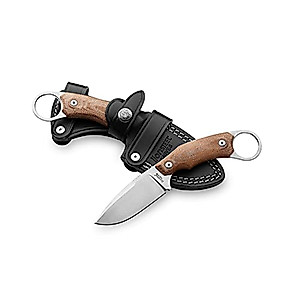 LionSTEEL H2 Karambit Style Fixed Blade EDC Hunting Hiking and Outdoor Knife, G10 and Micarta Handles, M390 Super Steel, Leather Sheath Included, Natural Micarta
