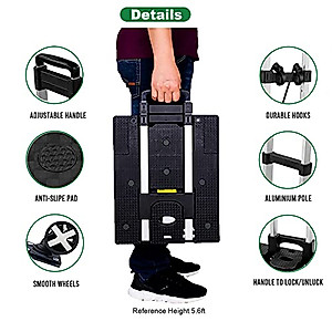 TINY SPARK Dolly Cart for Moving Folding Hand Truck with Wheels Heavy Duty Luggage Carrier Cart Foldable Platform Cart with 4 Wheels and 3 Ropes Lightweight Collapsible Dolly for Travel Office