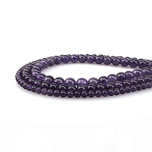 ICAI Beads 4mm Natural Amethyst Stone Round Loose Stone Beads for Jewelry Making DIY Crafts Design 1 Strand 15" APPR.98-100pcs