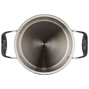 All-Clad D5 5-Ply Brushed Stainless Steel Soup Pot 4 Quart Induction Oven Broiler Safe 600F Pots and Pans, Cookware Silver