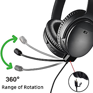 QC45 Boom Microphone Cord Upgraded Professional Gaming headset Cable with Mute Switch Compatible with Bose QuietComfort45& QC 45 Noise Cancelling Headphone, Work for PS4 PS5 Xbox One Controller