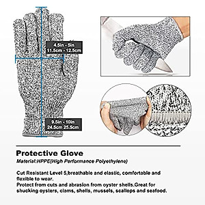 ROEDEER Oyster/Clam Knife Shucker Set,Oyster Shucking Knifes(3.7"+2.4") and Cut Resistant Level 5 Gloves,Perfect Seafood Opener Tools Kit(2knifes+1Glove+1Brush)