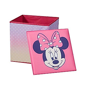 Idea Nuova Disney Minnie Mouse 3 Piece Collapsible Storage Set with Collapsible Ottoman, Bin and Figural Dome Pop Up Hamper, Pink