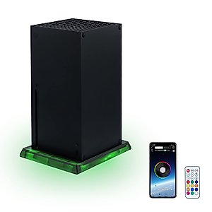 Mcbazel LED Lights Stand for Xbox Series X/S Console, Music Sync Multi-Colour Vertical Console Stand Base with IR Remote/APP/USB Control for Xbox Series X/S Game Console - Black