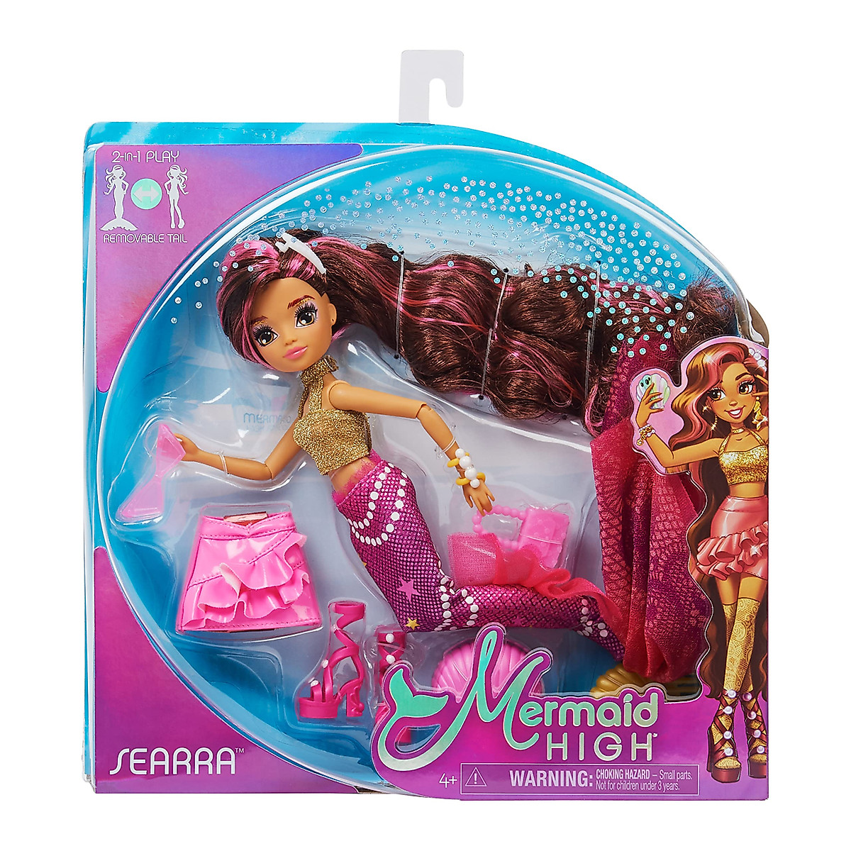 MERMAID HIGH, Searra Deluxe Mermaid Doll & Accessories with Removable Tail, Doll Clothes and Fashion Accessories, Kids Toys for Girls Ages 4 and up