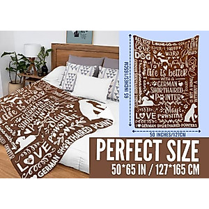 German Shorthaired Pointer Gifts, Dog Lover Throw Blanket, Soft Throw Blanket 50"x65", for Couch Sofa Bed Camping Travel Home Decor