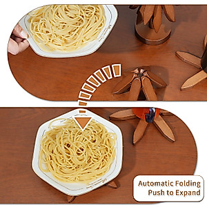 Wooden Trivets for Hot Dishes, Tree Shape Trivet Set, Foldable Kitchen Wooden Trivets, Tree Coaster for Hot Dishes、Pot、Bowl、teapot、hot Pot Holders (4 Piece-Walnut)