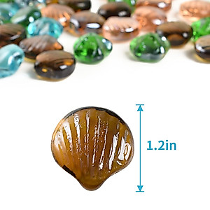 LUEYAO Seashell Starfish Glass Vase Filler Decorative Stars Shells Shape Premium Glass Beads Gems Aquarium Pebbles Decorative Table Scatter Decor 1.3 LB 40 PCS
