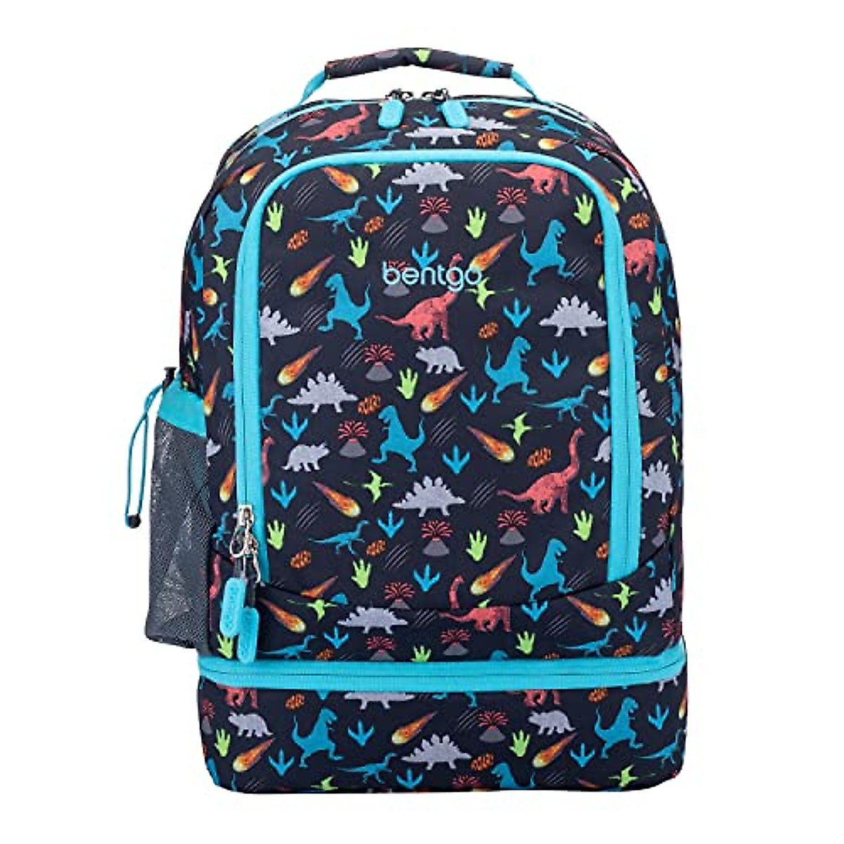 Bentgo® Kids Prints 2-in-1 Backpack & Insulated Lunch Bag - Durable, Lightweight, Colorful Prints for Girls & Boys, Water-Resistant Fabric, Padded Straps & Back, Large Compartments (Dinosaur)